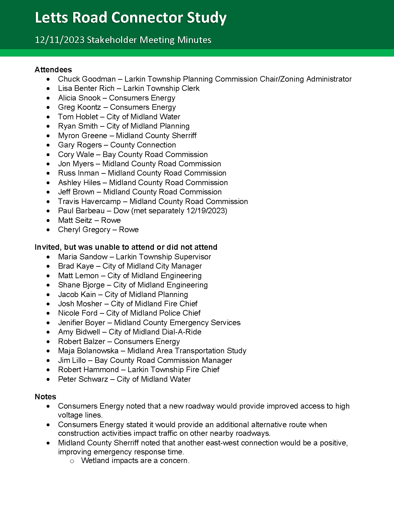 Letts Road Connector Study